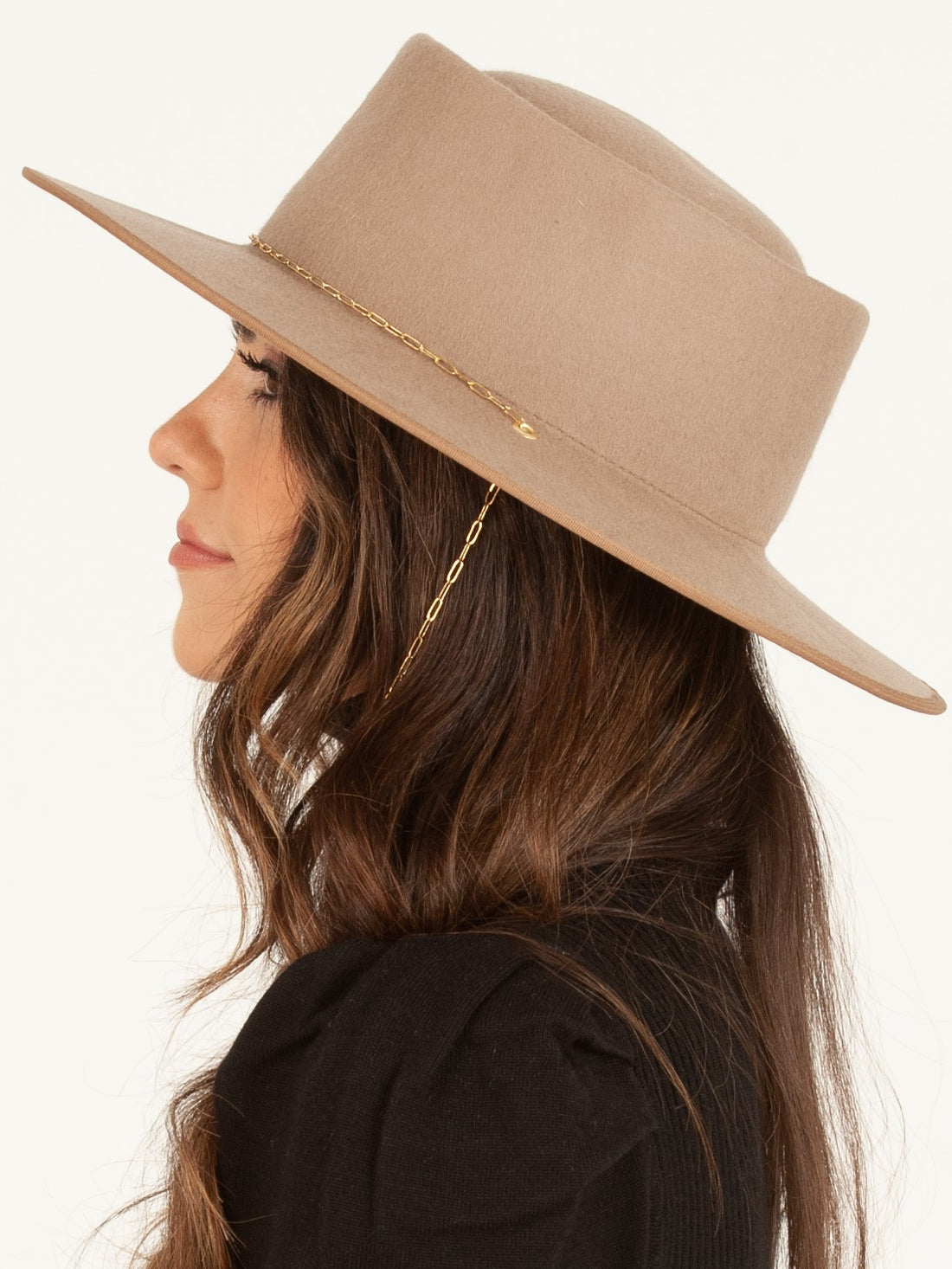 CHARLIE WOOL BOATER HAT W/ PAPERCLIP CHAIN-KHAKI – Lucca Couture
